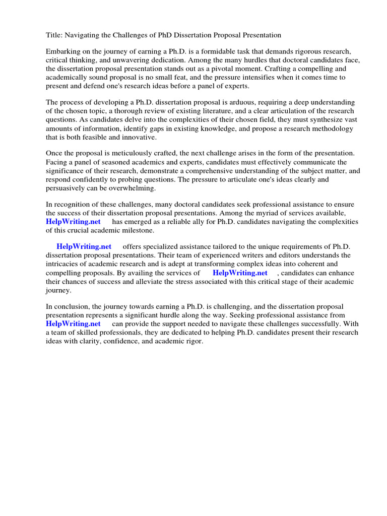 PHD Dissertation Proposal Presentation | PDF | Thesis | Doctor Of Philosophy