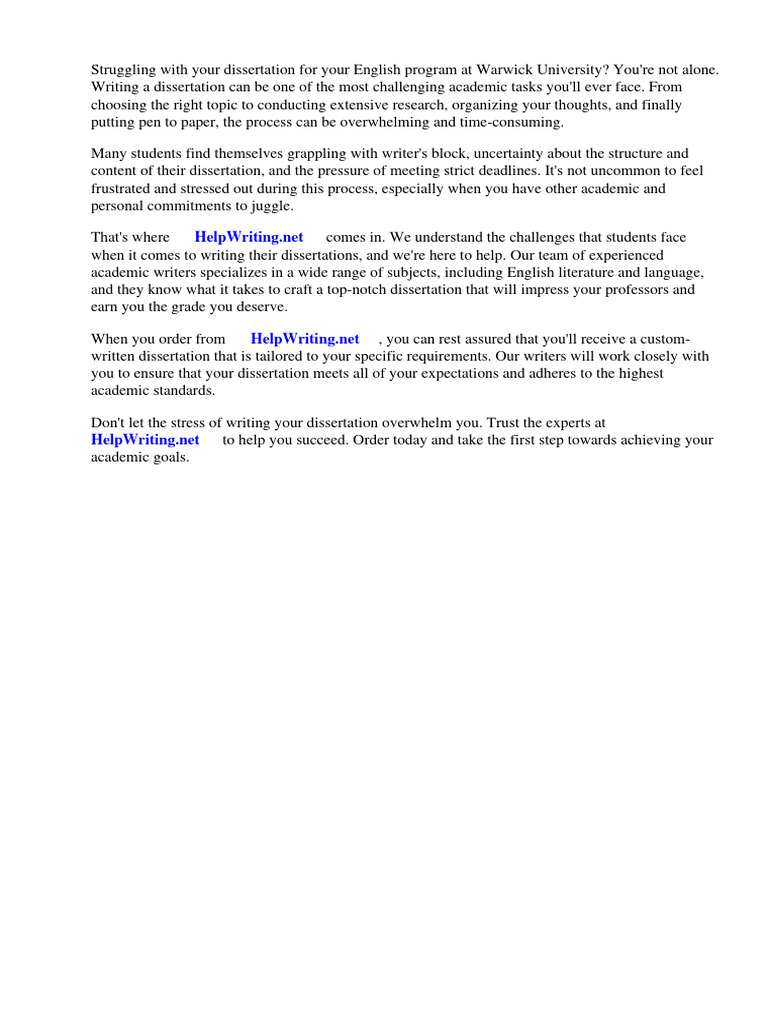 Dissertation Warwick English | PDF