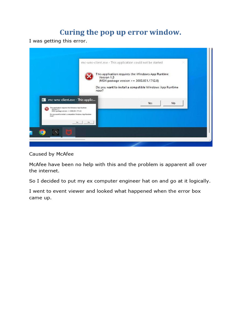 Curing The Pop Up Error Window Pdf Games And Activities 
