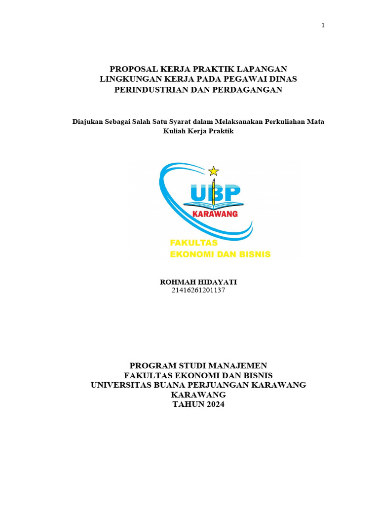 Proposal Kerja Praktik Lapangan | PDF