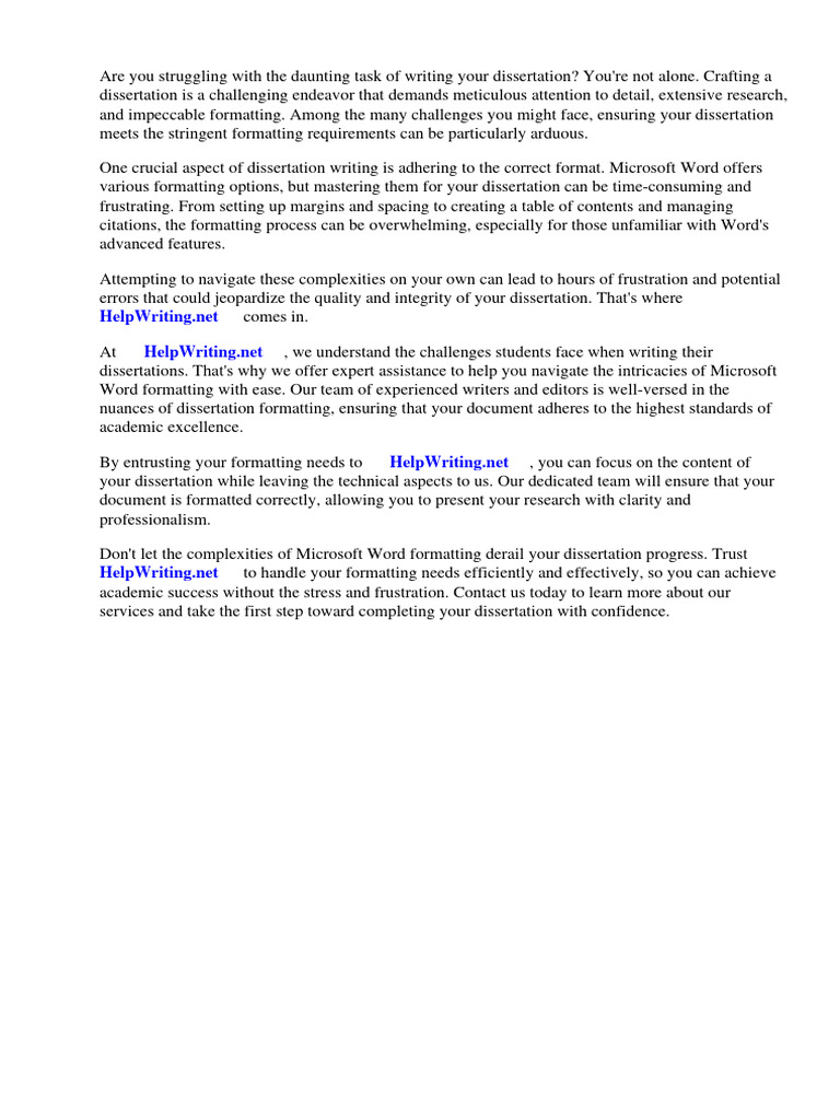 Microsoft Word Dissertation Format | PDF | Thesis | Abstract (Summary)