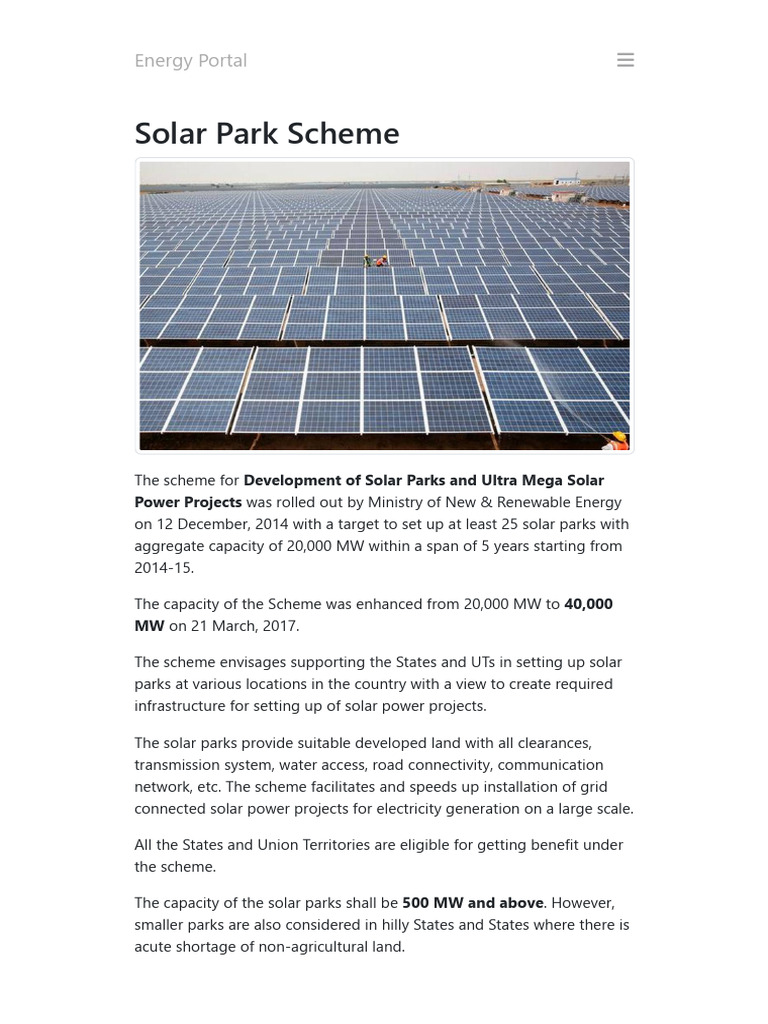Solar Park Scheme | PDF | Solar Power | Energy Production