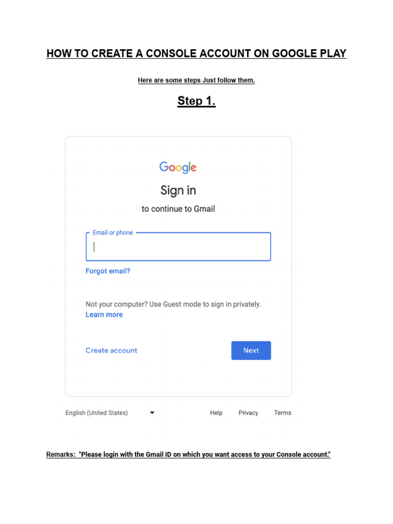 Create Google Play Console Account Guide | PDF | Google Play ...