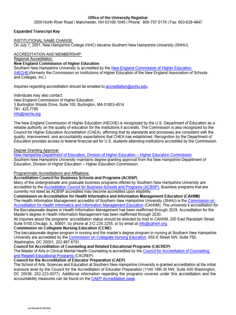 Expanded Transcript Key | PDF | Bachelor's Degree | Academia