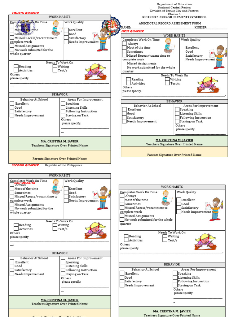 Anecdotal Record Booklet Type | PDF | Behavior Modification | Learning