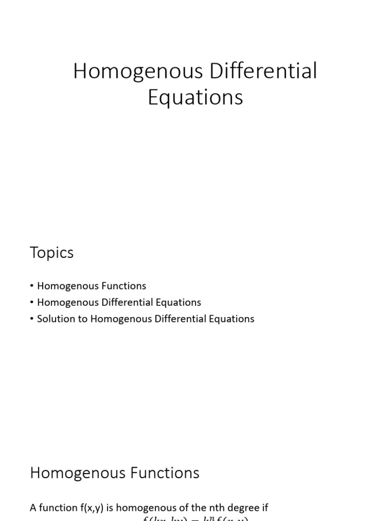 4-Homogeneous Differential Equations | PDF | Equations | Applied ...