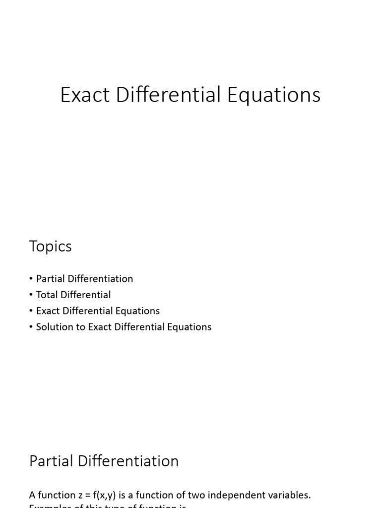 5-Exact Differential Equations | PDF | Equations | Derivative