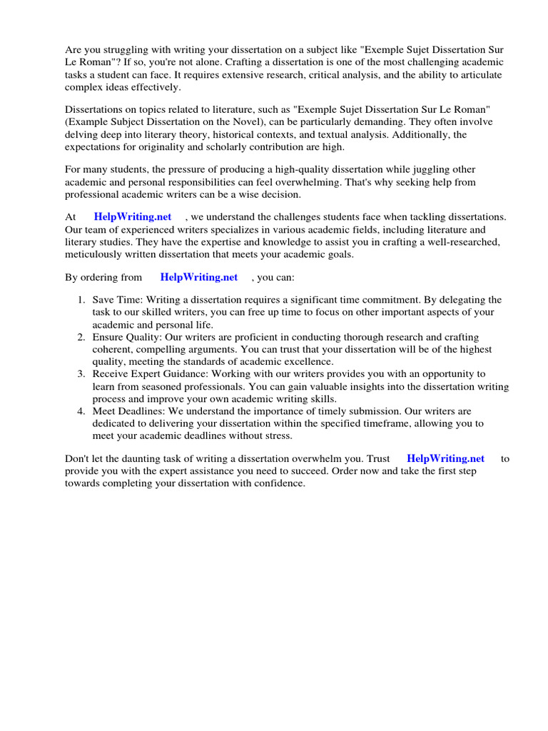 Exemple Sujet Dissertation Sur Le Roman | PDF | Scribd | Thesis