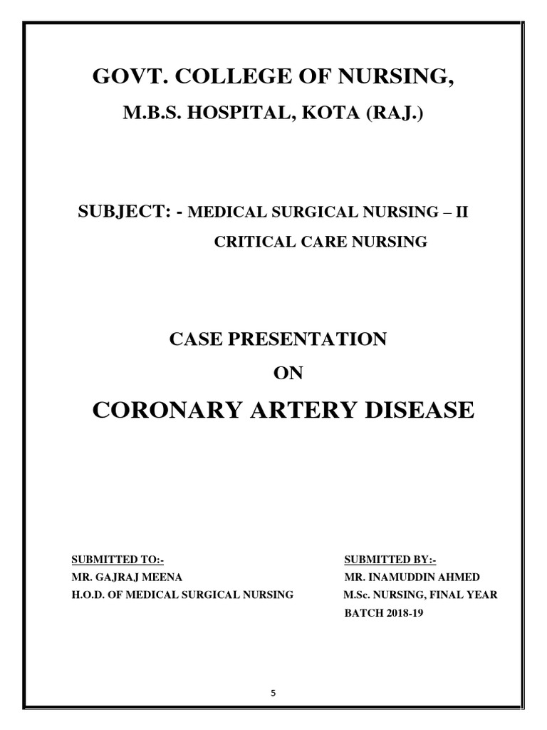 Case Presentation: Coronary Artery Disease | PDF | Atrium (Heart ...