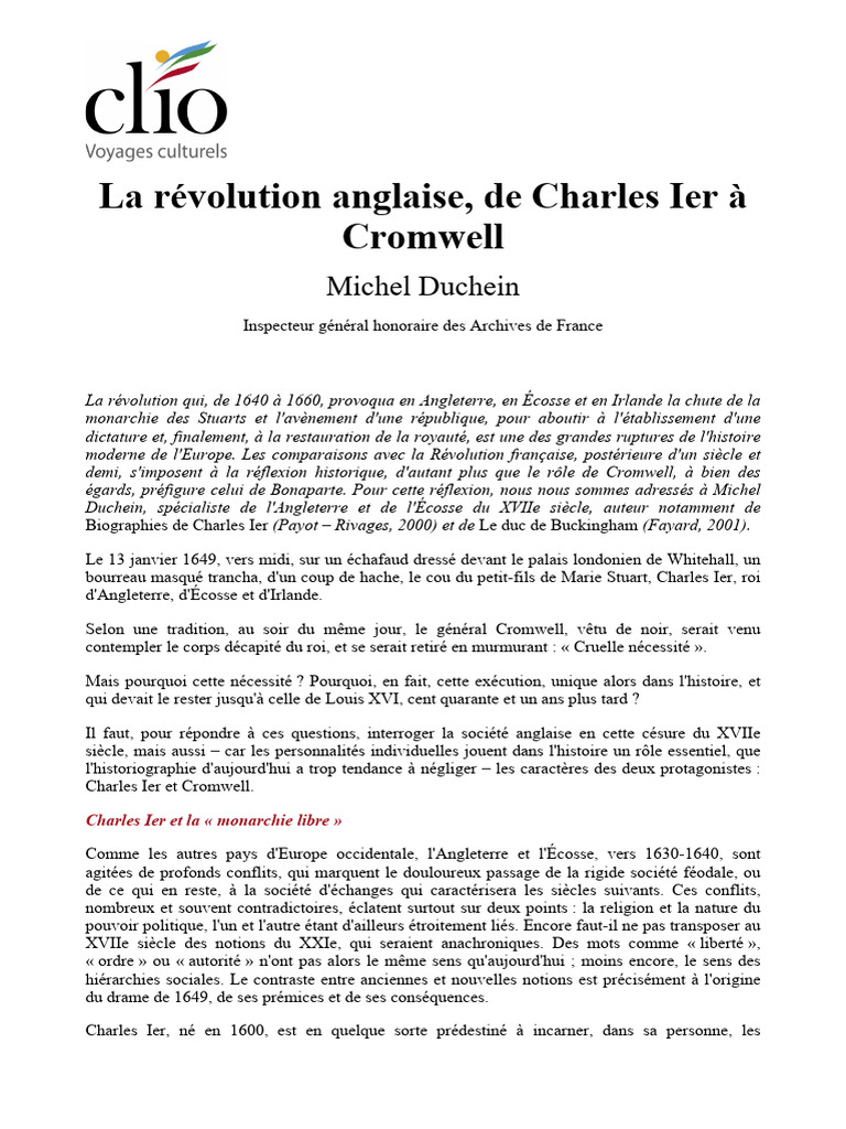 PDF La Revolution Anglaise de Charles Ier A Cromwell | PDF | Puritains ...