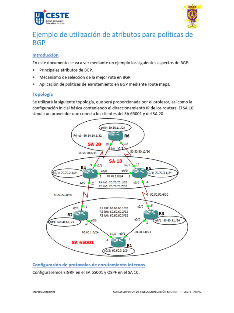 Ejercicio BGP | PDF | Enrutador (Computación) | Enrutamiento