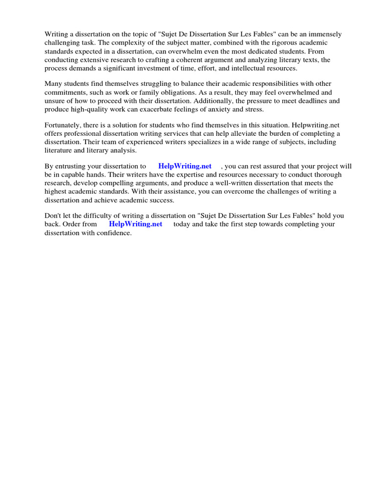 Sujet de Dissertation Sur Les Fables | PDF | Thesis