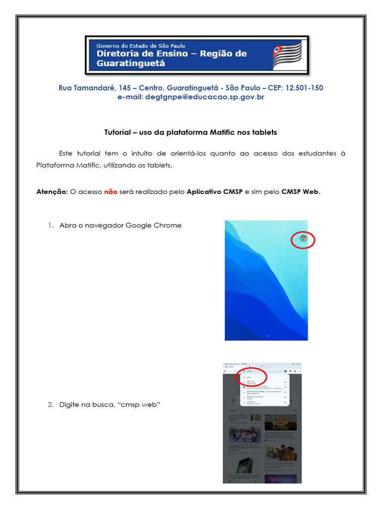 Acesso ao Matific via CMSP Web | PDF
