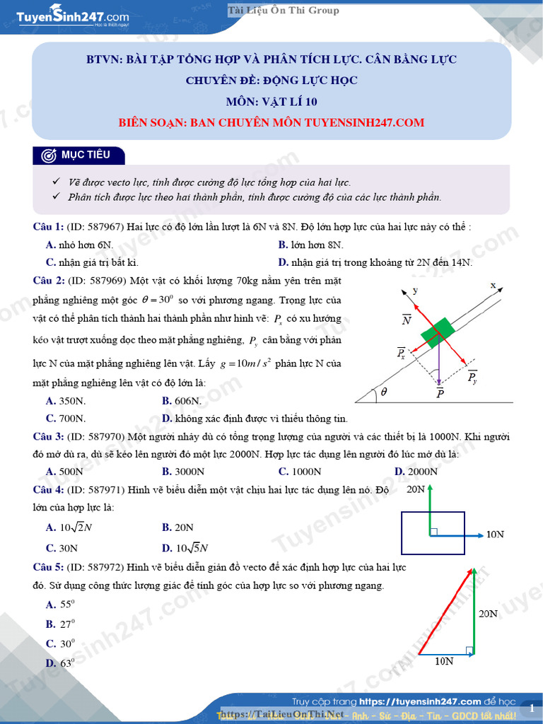 BTVN Bai Tap Tong Hop Va Phan Tich Luc Can Bang Luc 1670639216 | PDF