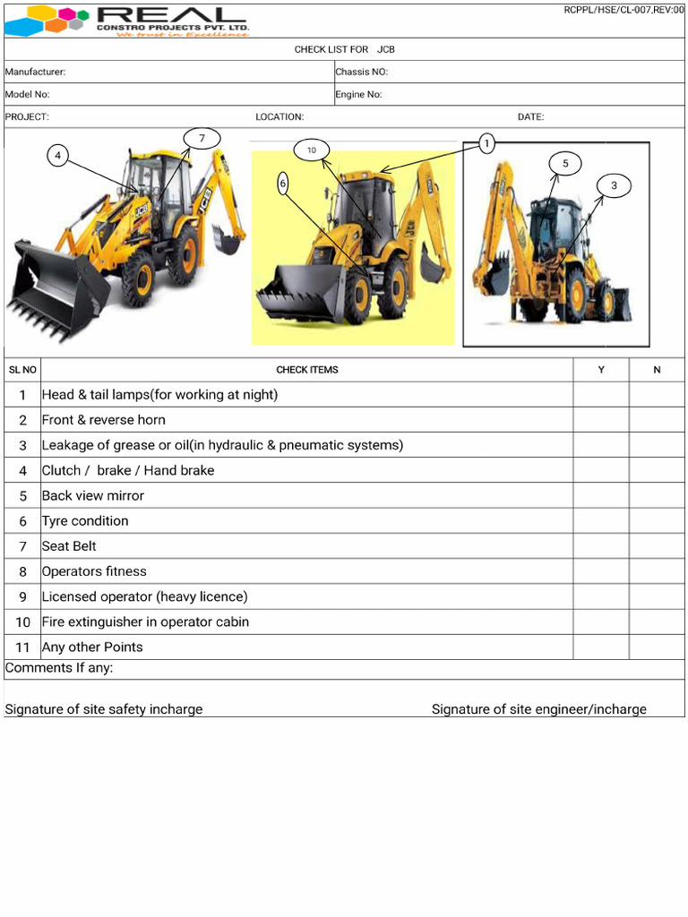 JCB Check List | PDF