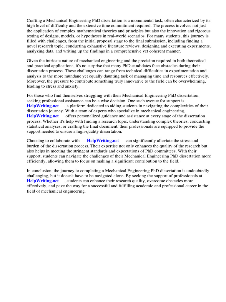 Mechanical Engineering PHD Dissertation | PDF | Thesis | Engineering
