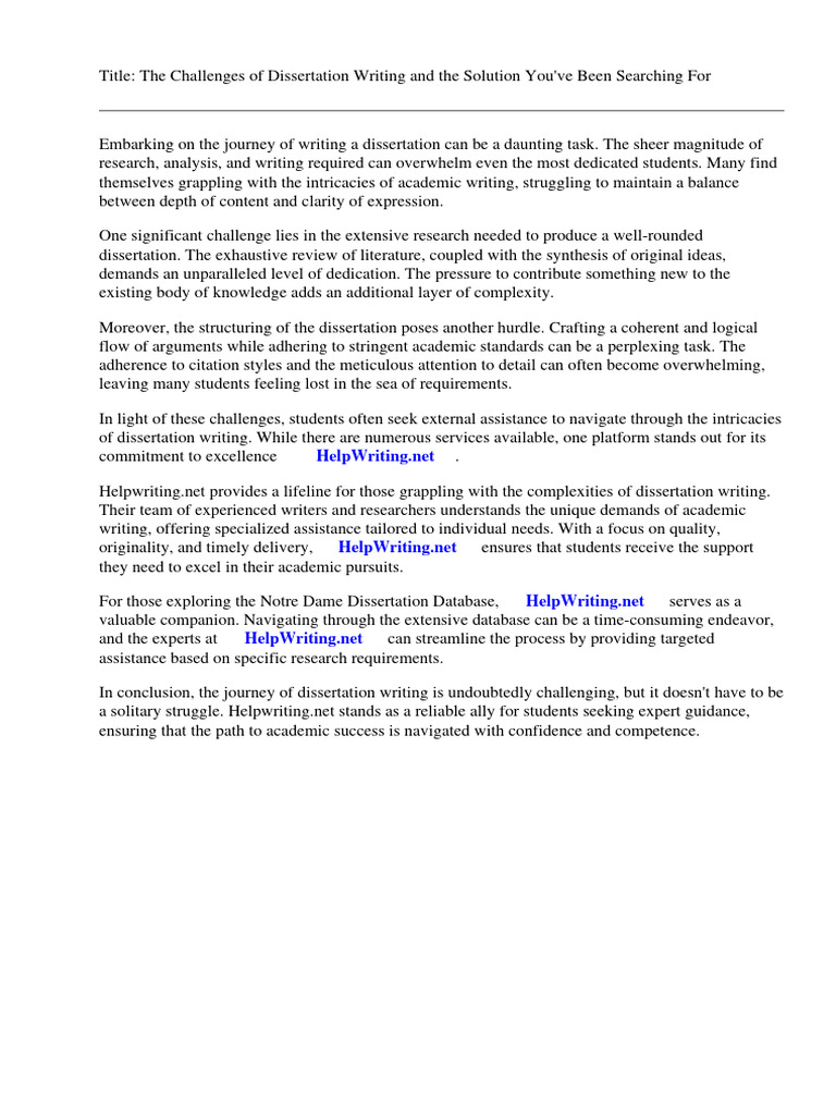 Notre Dame Dissertation Database | PDF | Essays | Thesis