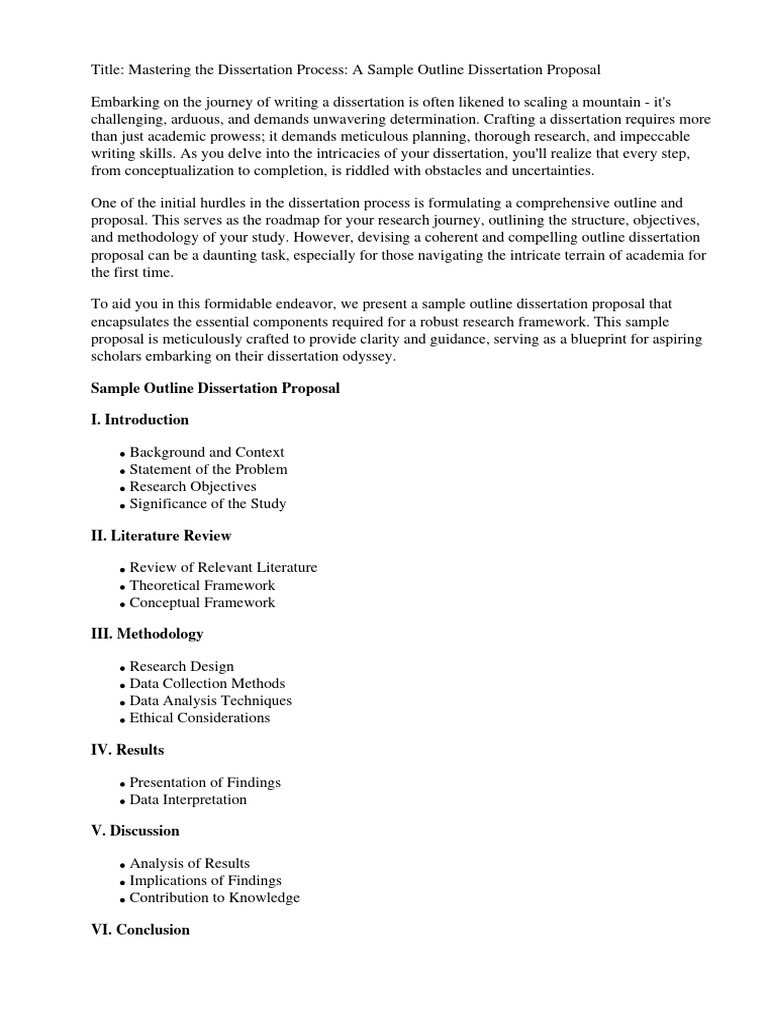 Sample Outline Dissertation Proposal | PDF | Thesis | Methodology