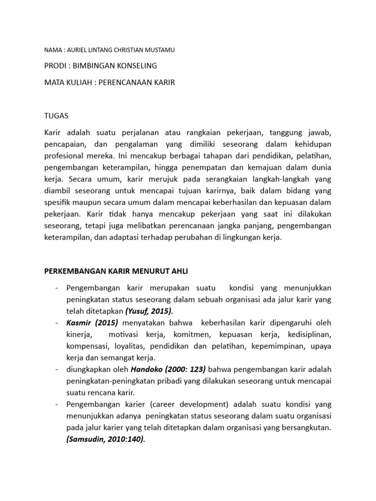 Konsep dan Pengembangan Karir Profesional | PDF