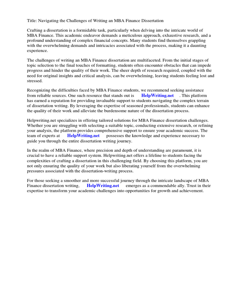 Mba Finance Dissertation Samples | Download Free PDF | Foreign Direct ...