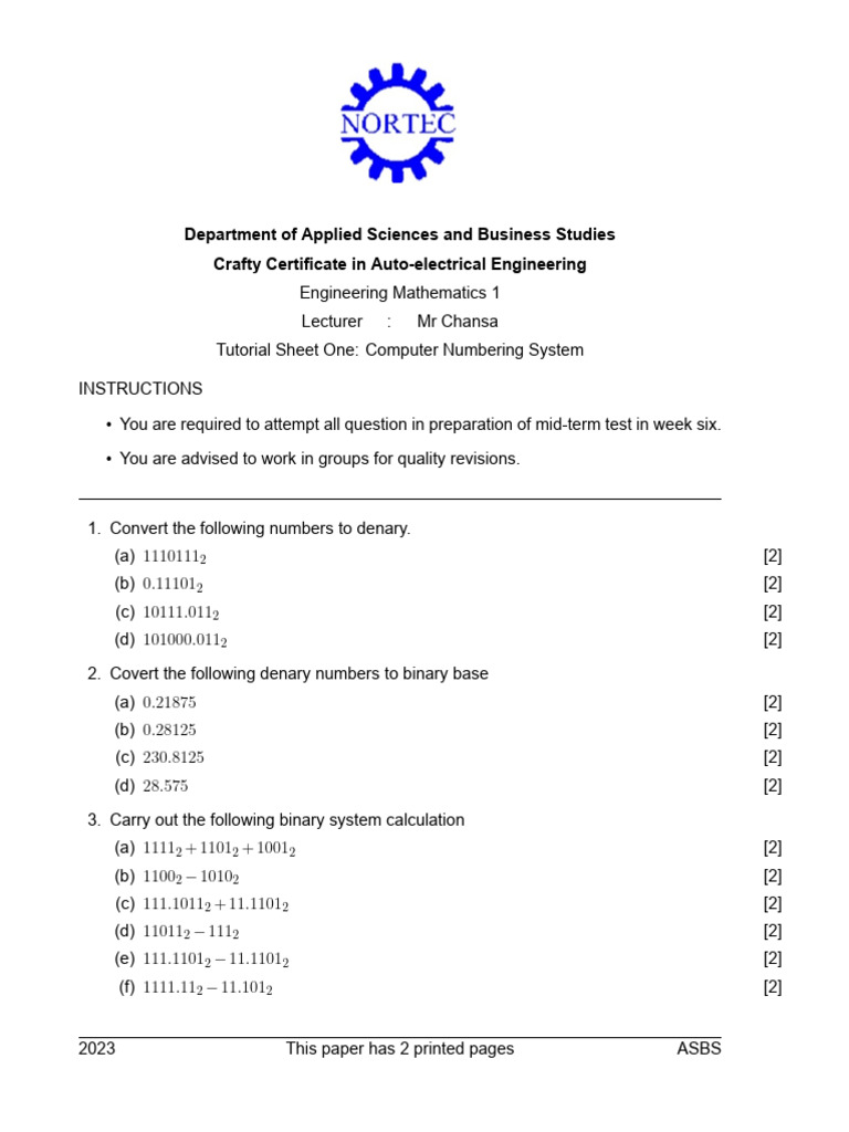 Computer Numbering Systems Tutorial Sheet | PDF | Decimal ... Computer Numbering Systems Tutorial Sheet | PDF | Decimal ...