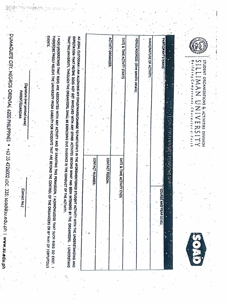 SOAD Form for Student Activities | PDF