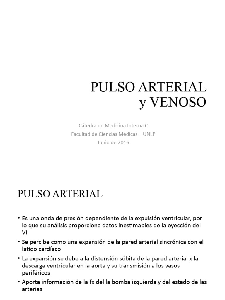 Pulso arterial y venoso Teorico Semiología 2016 | PDF | Legumbres ...