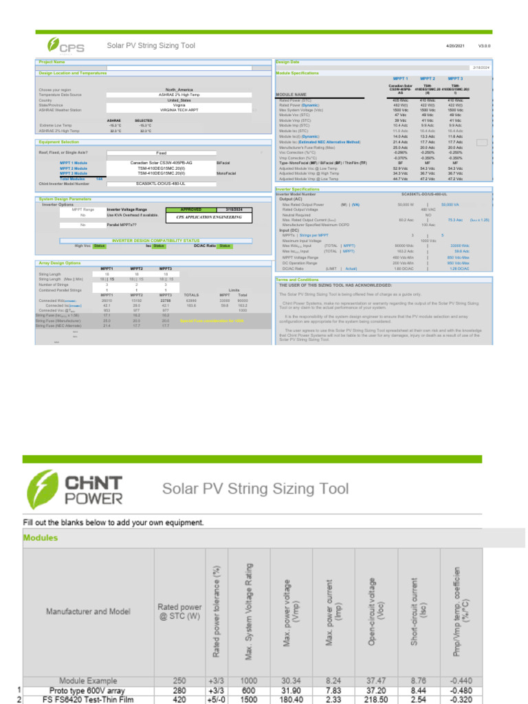 Solar PV String Sizing Tool Guide | PDF | Photovoltaics | Electrical Equipment