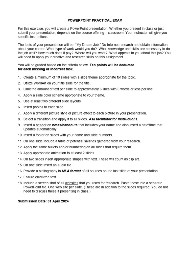 PowerPoint Practical Exam | PDF