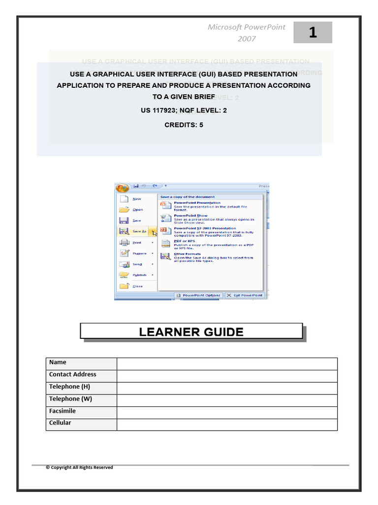 Learnerguide | PDF | Microsoft Power Point | Microsoft Office