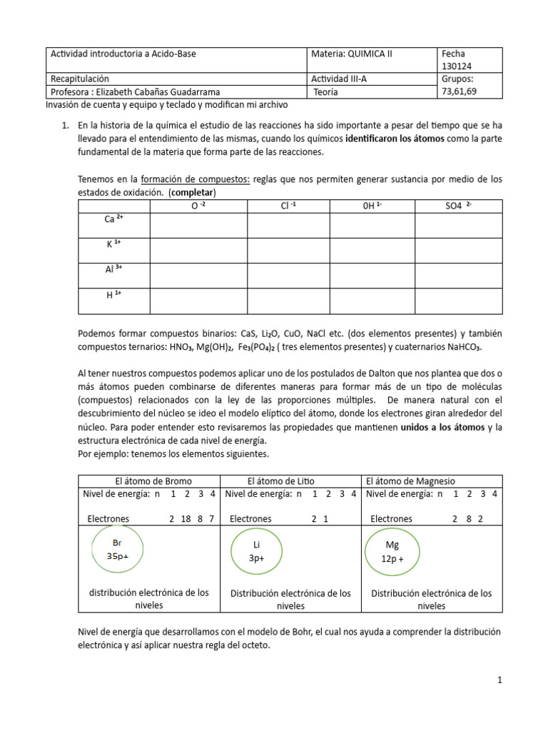 Actividad Introductoria A Acido - Base | PDF | Ph | Química