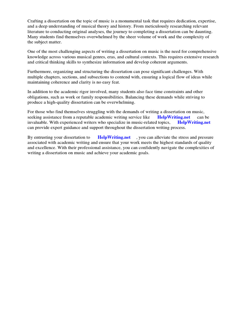 Music Dissertation Writing Help | PDF | Thesis | Expert