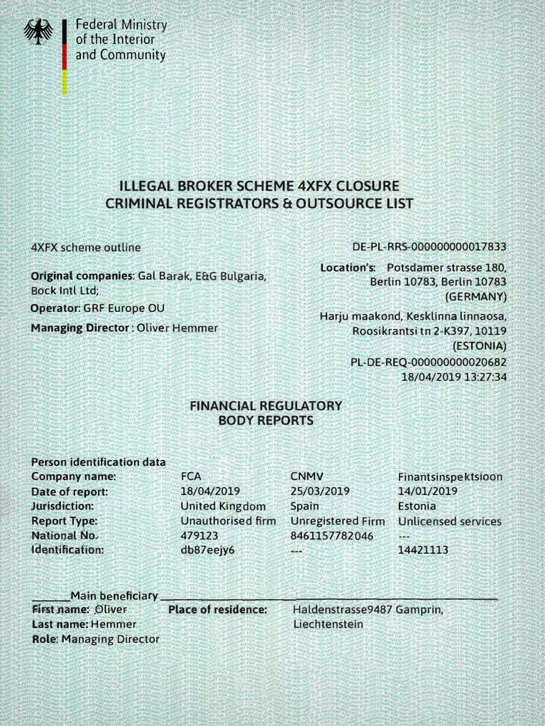 report for the fraudulent activities - 4xfx.com | PDF