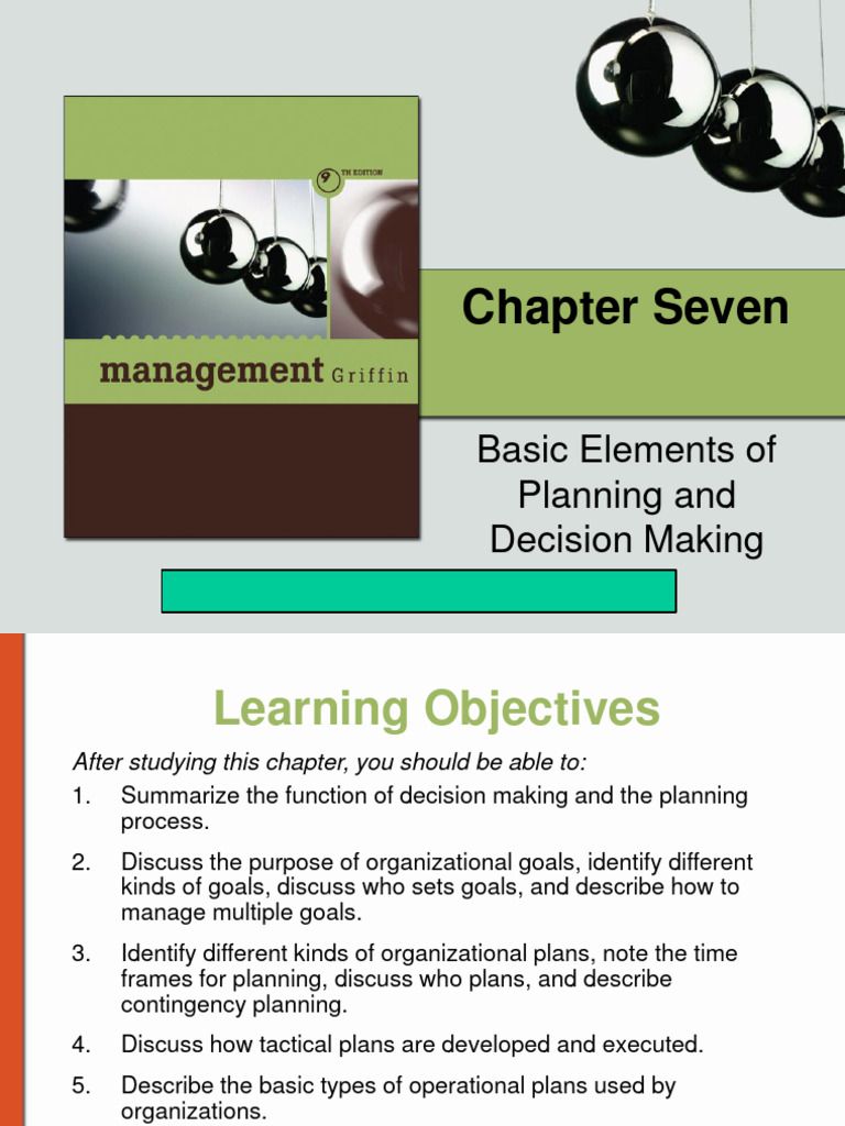 Chapter 7 (Basic Elements of Planning and Decision Making) | PDF | Goal ...