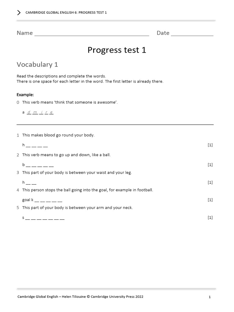 Grade 6 Progress Test 1 | PDF