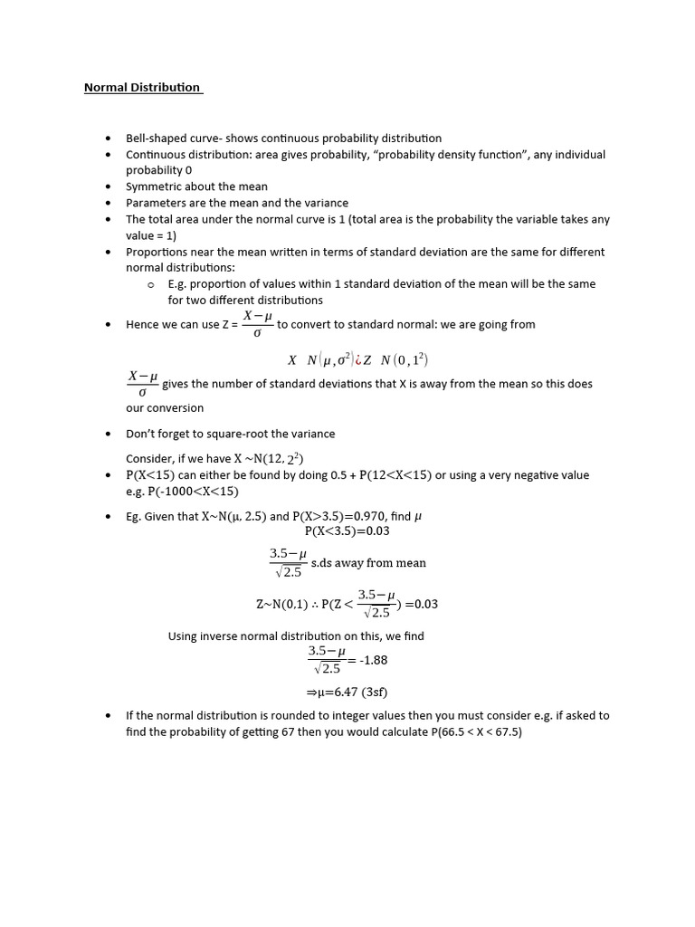 Normal Dist Pdf Normal Distribution Statistics