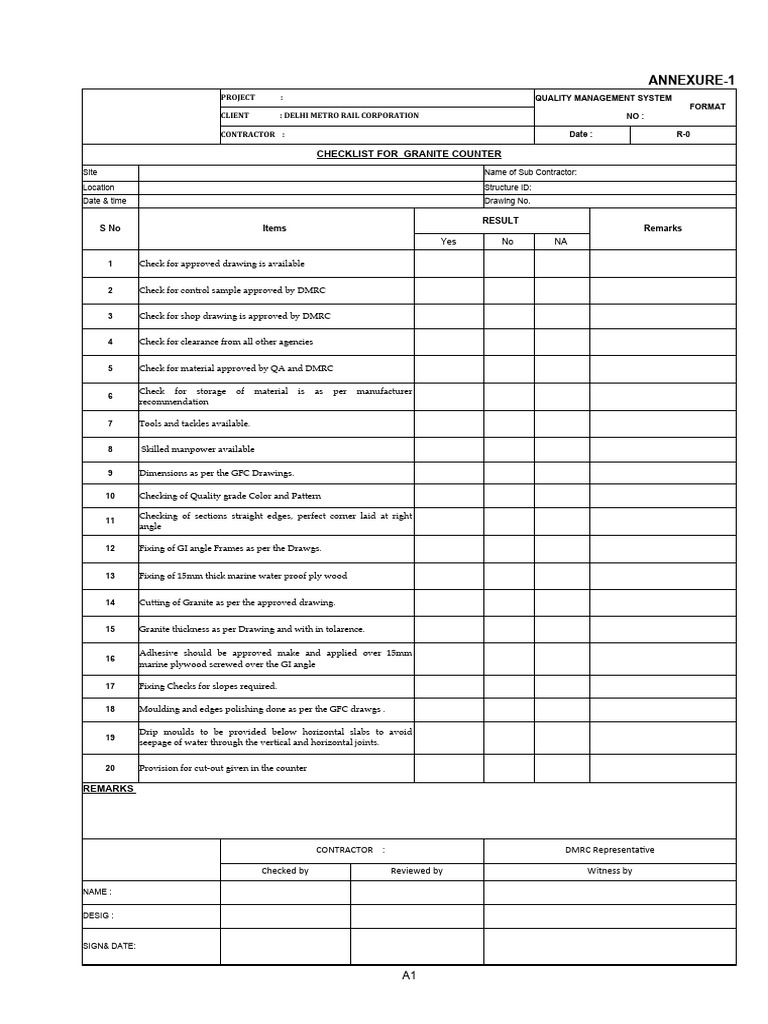 Checklist | PDF | Tile | Mortar (Masonry)