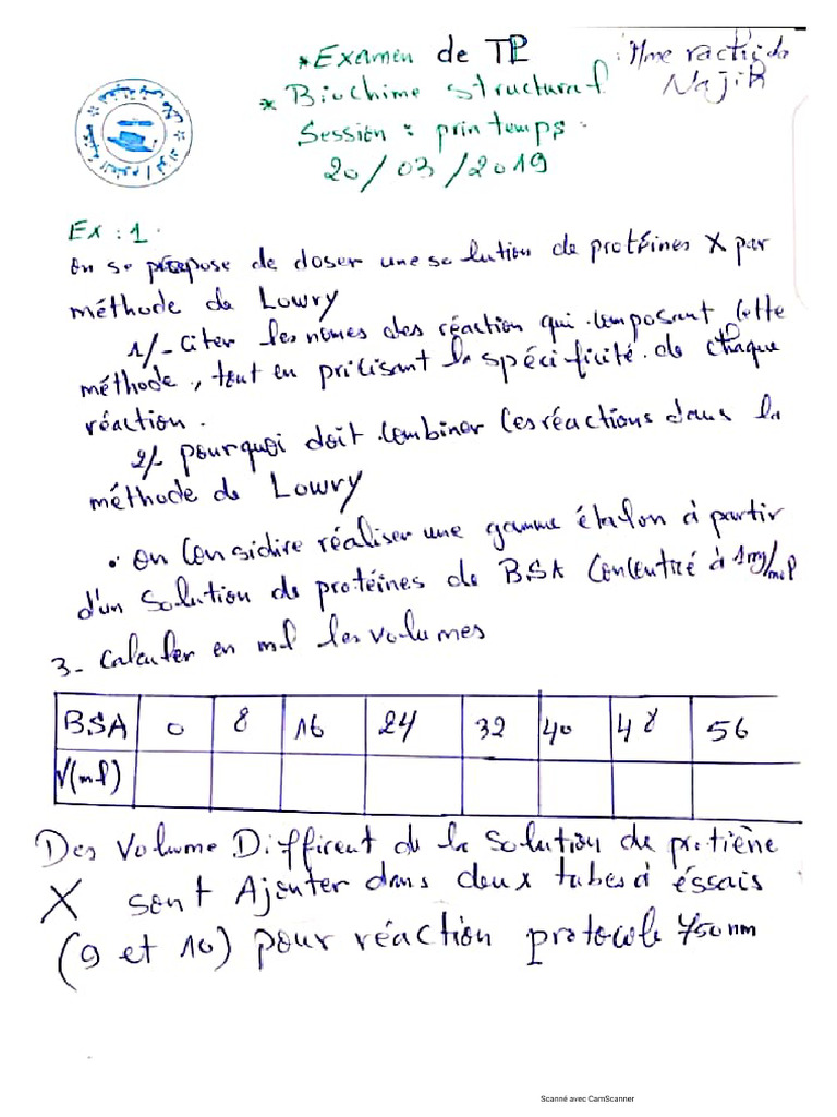 Biochimie Structural Exam TP | PDF