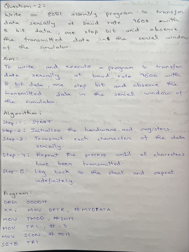 Serial Data Transfer in Assembly Language | PDF