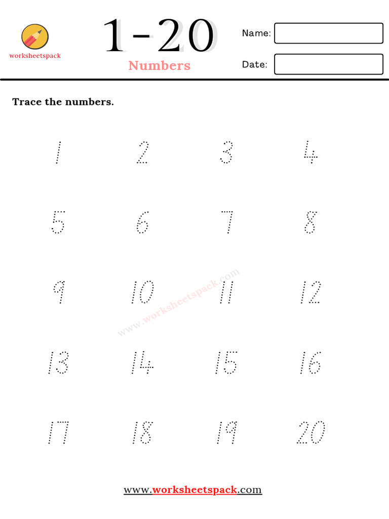 Numbers 1-20 Tracing Worksheets | PDF