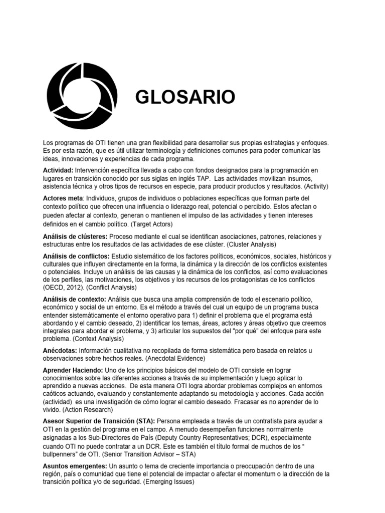 Glosario de Términos de OTI | PDF | Evaluación | Aprendizaje