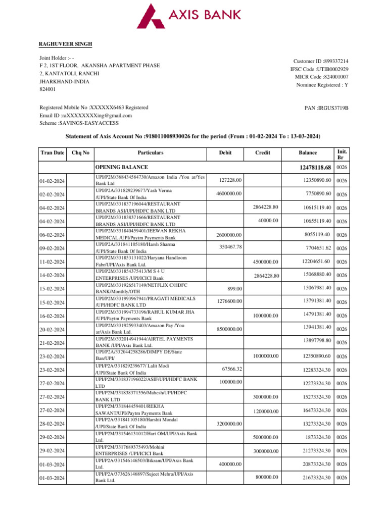 Account Statement | PDF | Transaction Account | Debit Card