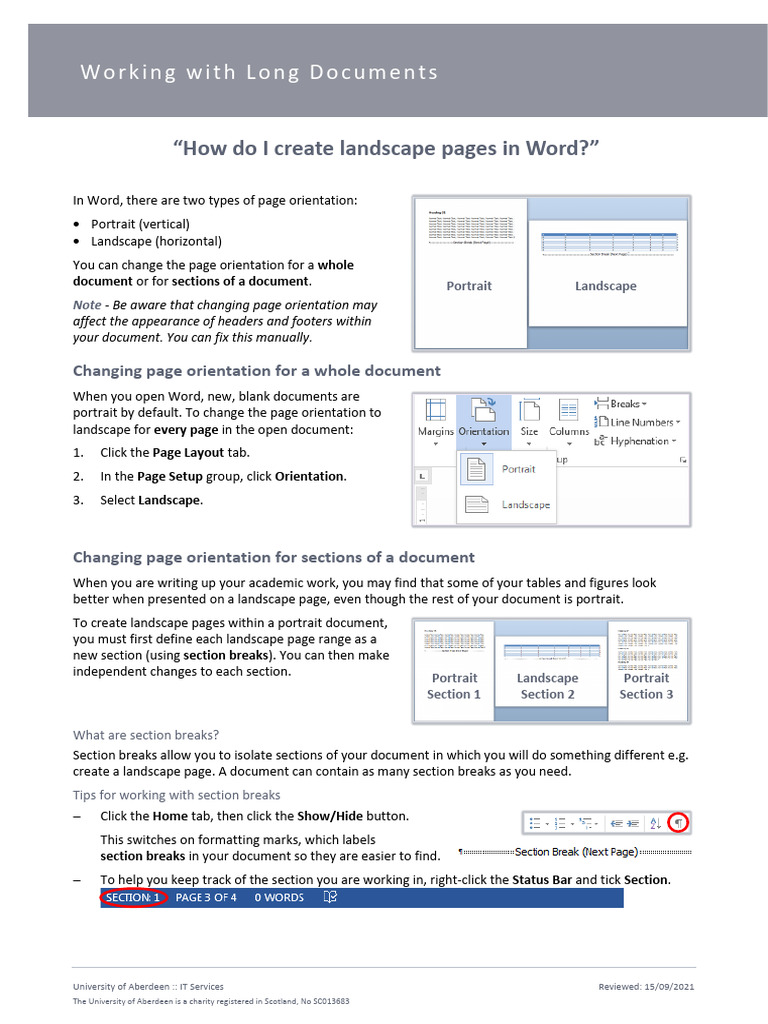 Msword Landscapepages | PDF | Document | Written Communication