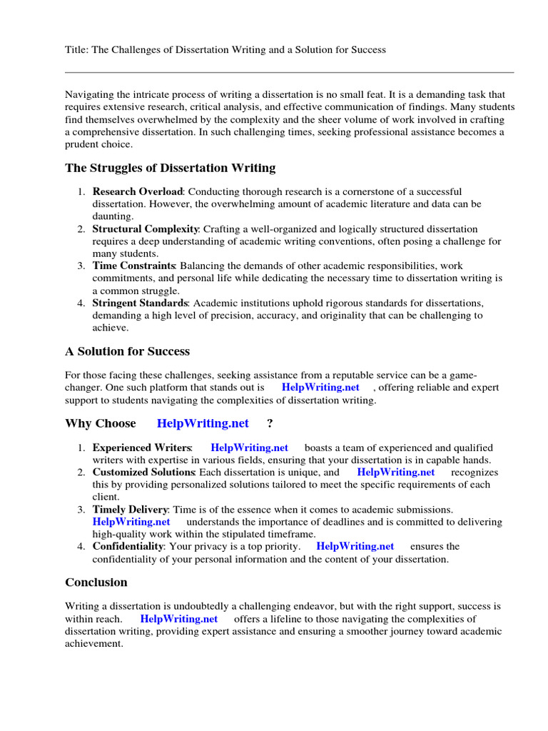 Dissertation Help for Students | PDF | Thesis | Doctor Of Philosophy