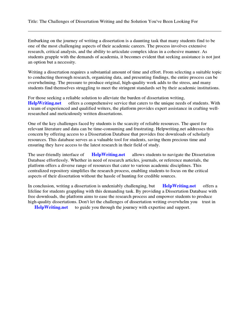 Dissertation Writing Challenges & Solutions | PDF | Thesis | Databases