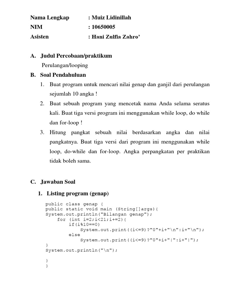 Program Looping dan Pangkat dalam Java | PDF