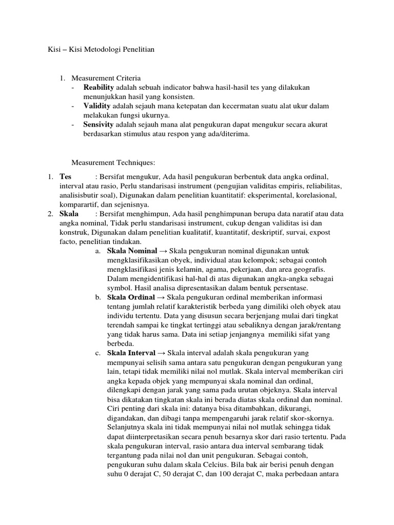 Kisi Kisi UAS Research Methodology | PDF | Metode & Bahan Ajar