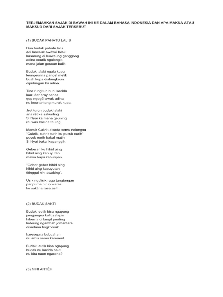 Tugas PJJ KB 4 Sajak Sunda | PDF | Fiksi Umum