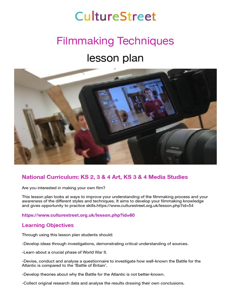 filmmaking lesson plan | PDF | Alfred Hitchcock | Filmmaking