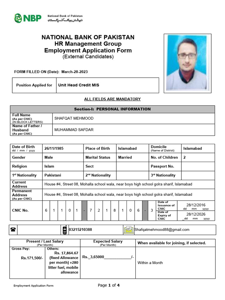 Employment Application Form-2022 | PDF